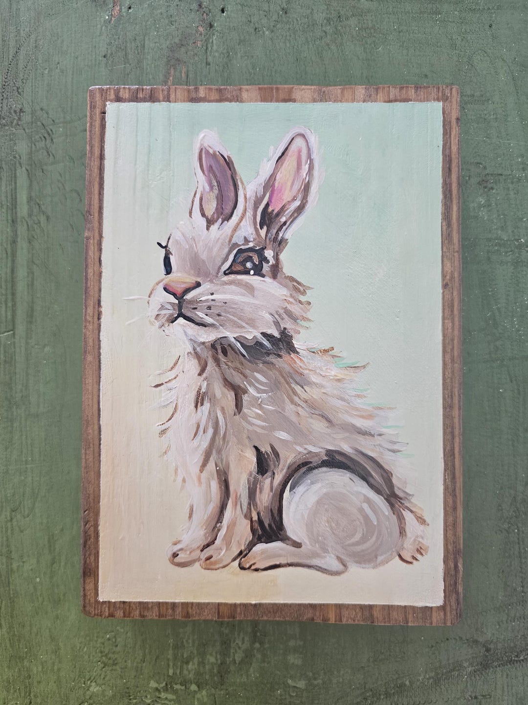Spring Bunny Handpainted Wood Block - Etsy