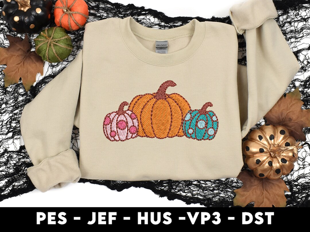 Cute Pumpkins Embroidery File, Fall Embroidery File, Halloween Machine ...
