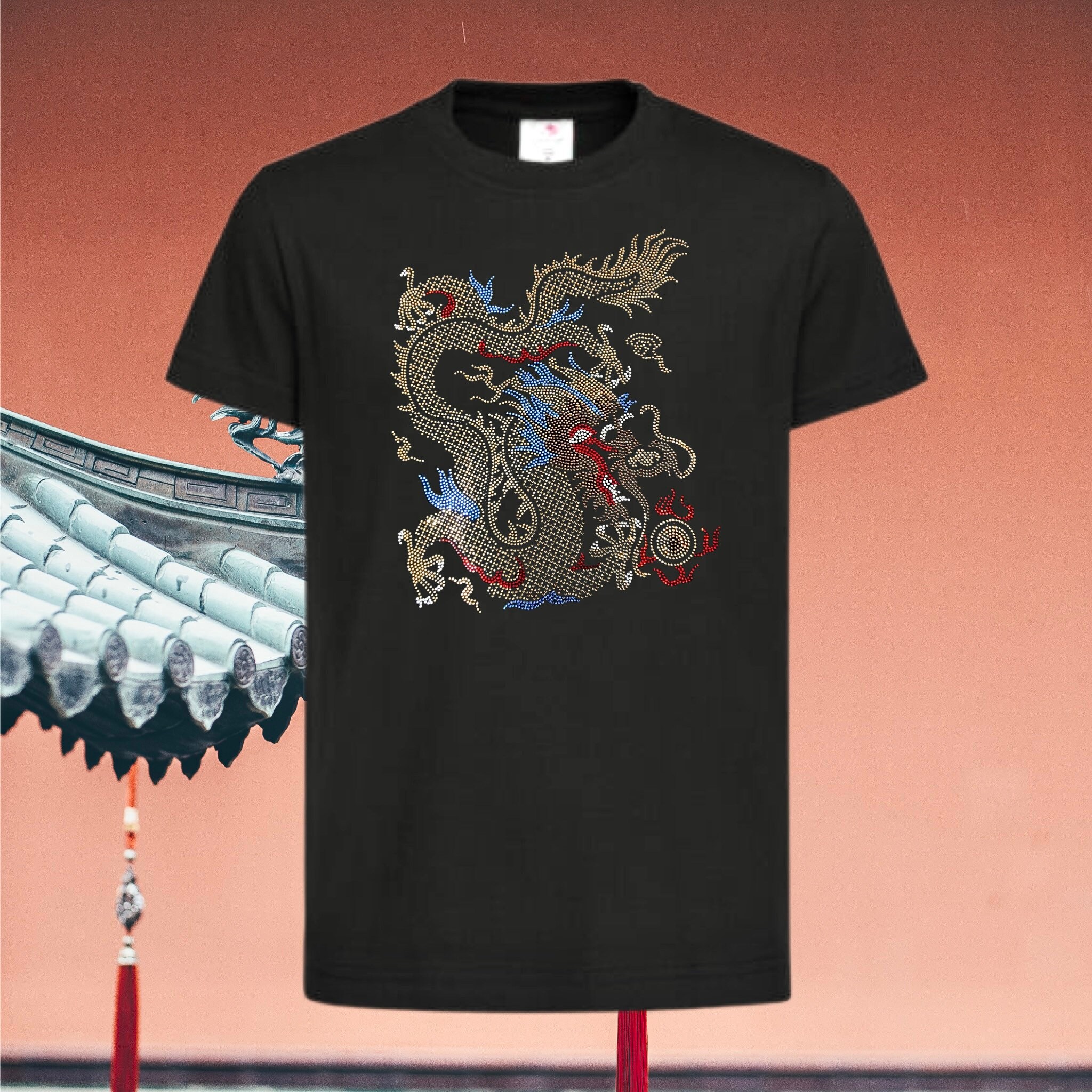 Dragon Rhinestone Iron on Heat Transfer Design , Iron on Dragon Motif ...