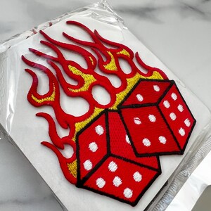 Dice on Fire İron on Embroidery Patch Design for Clothes by Rhinify ...