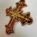 Red and Gold Cross Embroidery Patch: Iron-on Applique (H 8cm X W 7cm ...