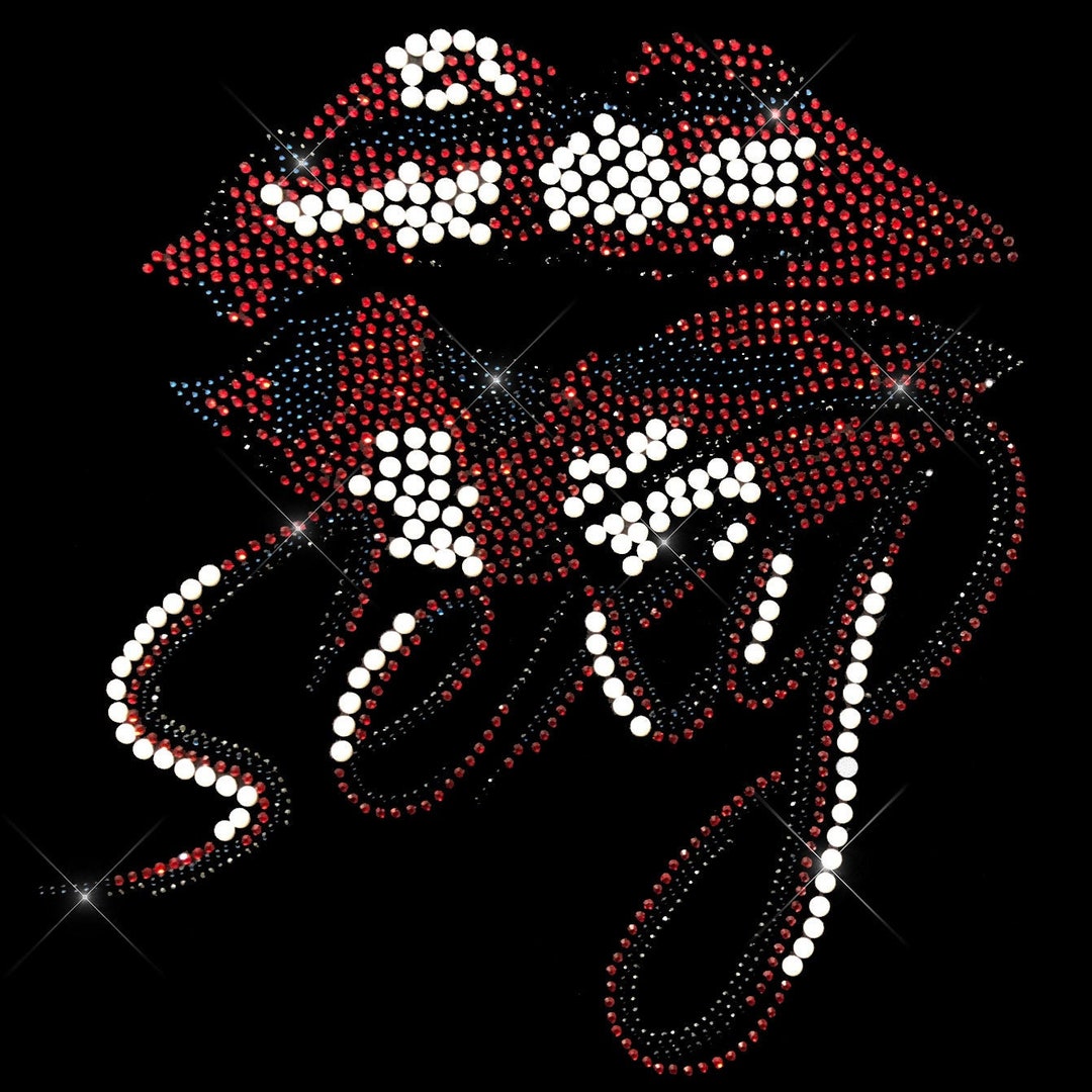 Sexy Red Lip Design , Rhinestone Sexy Lip Patch , Iron on Lip Design ...