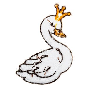 Queen Swan Embroidery Iron-on Patch: Rhinify Heat Transfer (H 9cm X W ...