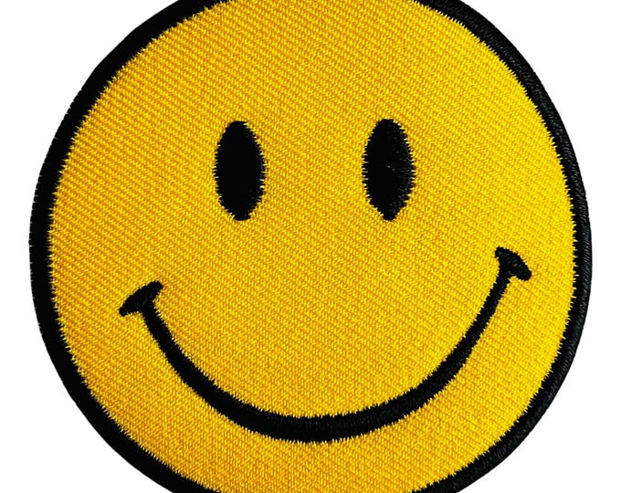 Happy Emoji İron on Embroidery Patch Design for Clothes by Rhinify ...