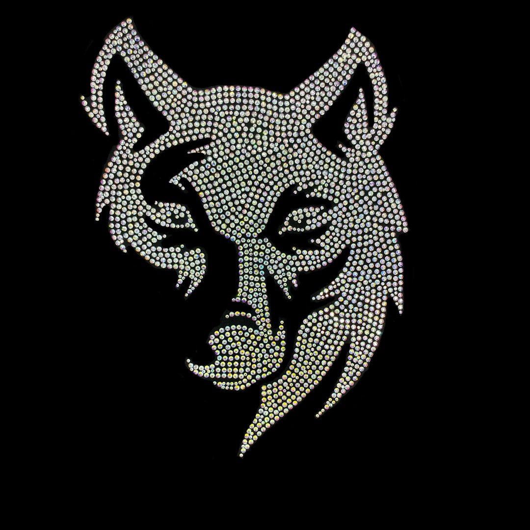 Wolf AB Rhinestone Iron on Heat Transfer Design, Iron on Hot Fix ...