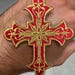 Red and Gold Cross Embroidery Patch: Iron-on Applique (H 8cm X W 7cm ...