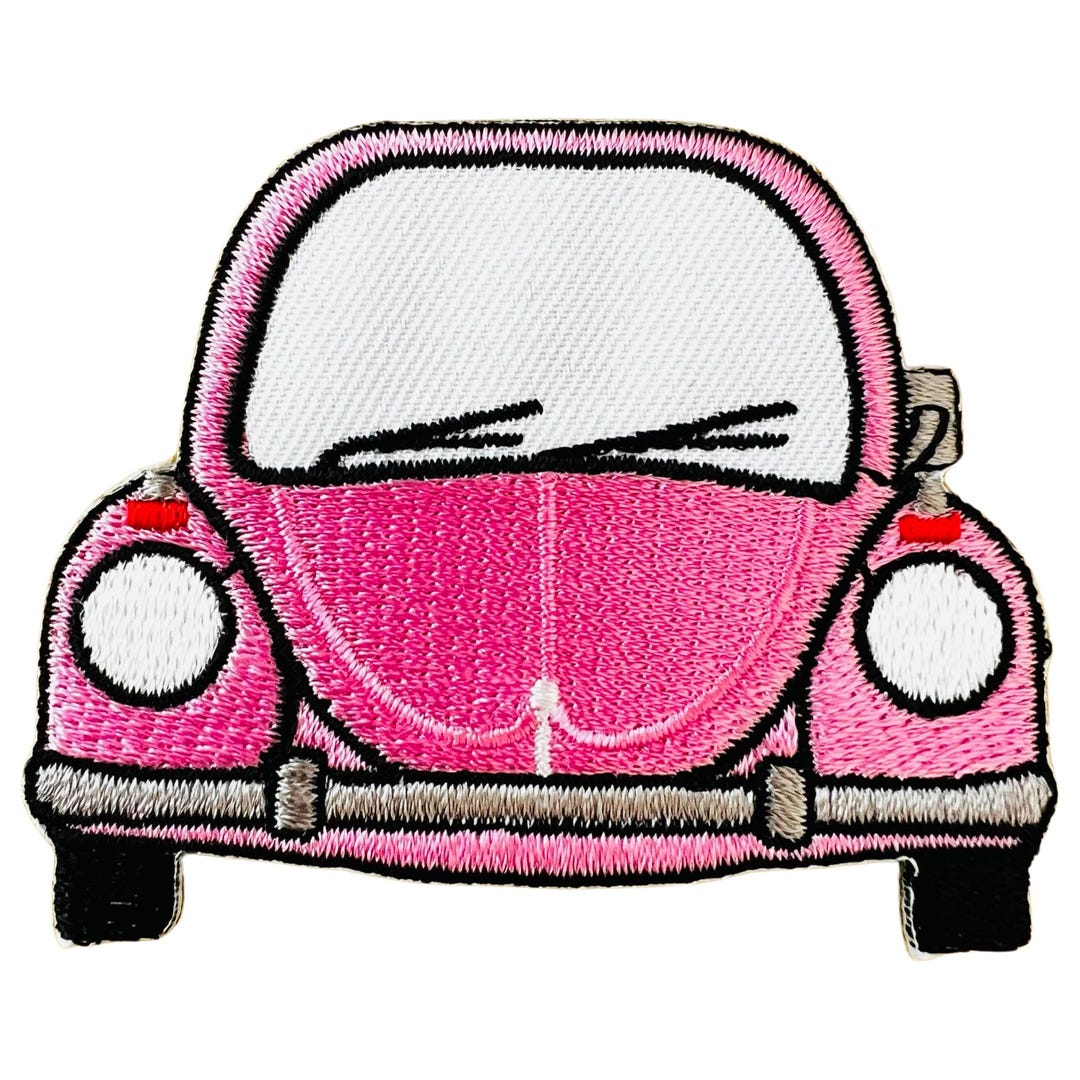 Pink Beetle Car Embroidery Patch: Iron-on Applique - Etsy