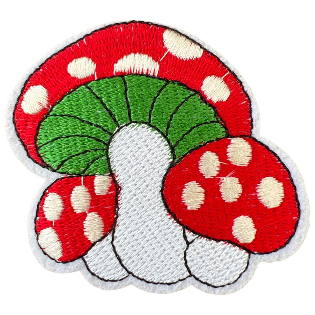 Christmas Mushrooms İron on Embroidery Patch Design for Clothes by Rhinify , Heat Transfer Cool ...