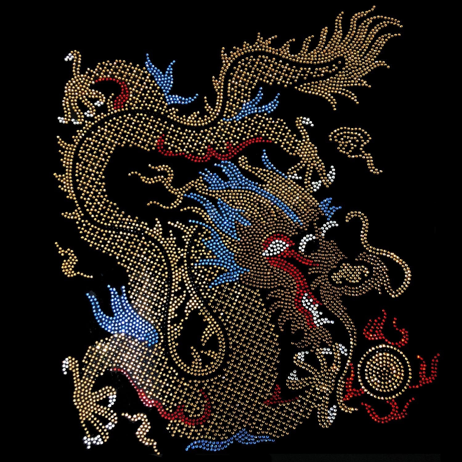 Dragon Rhinestone Iron on Heat Transfer Design , Iron on Dragon Motif ...