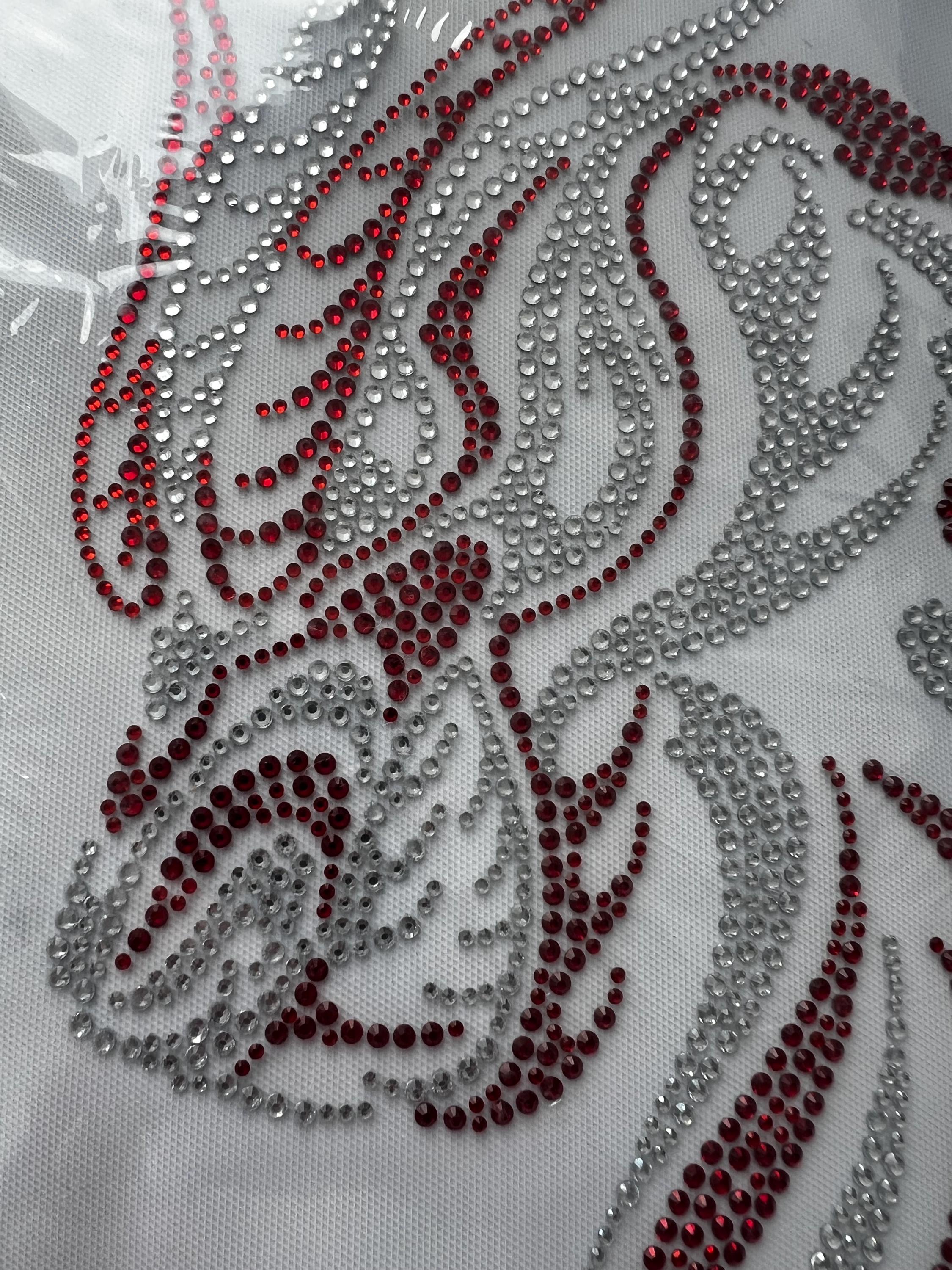 Red White Rhinestone Dragon Head: Iron-on Heat Transfer Appliqué - Etsy