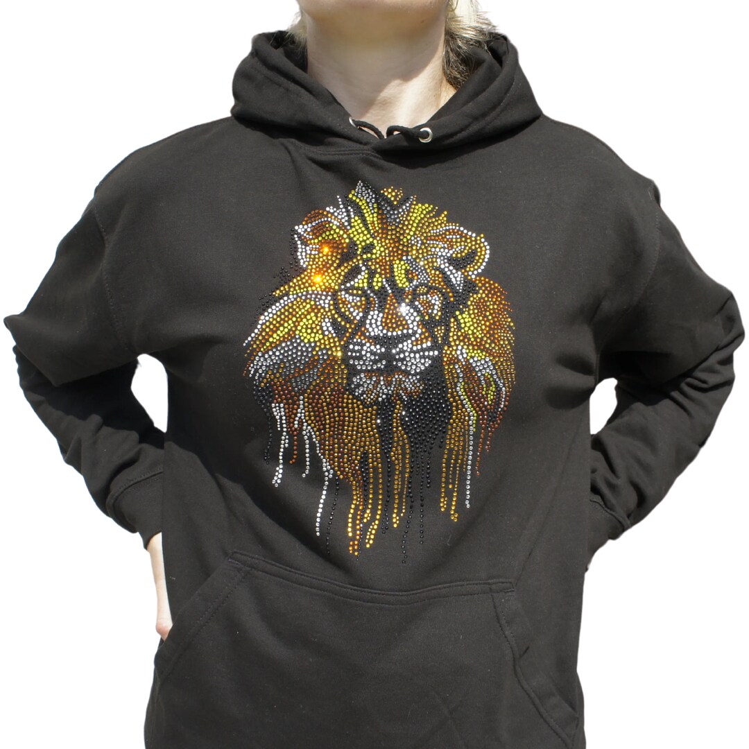 Lion Rhinestone Iron on Heat Transfer Design, Hot Fix Rhinestone Lion ...