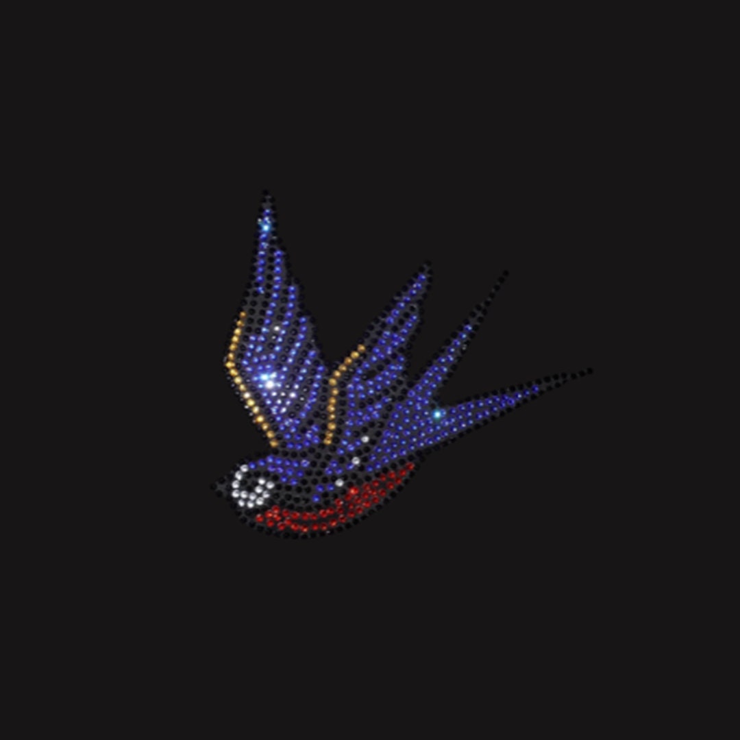 Blue Rhinestone Bird , Iron on Bird Transfer , Clothing Patches ,hot ...