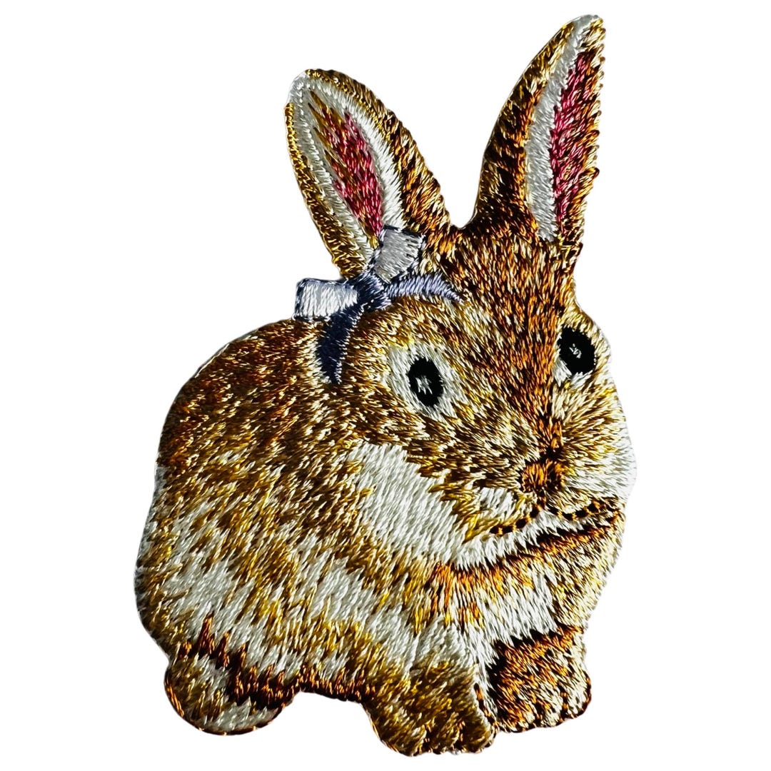 Bunny Rabbit Iron-on Embroidery Patch: Clothes Applique (H 8cm X W 5cm ...