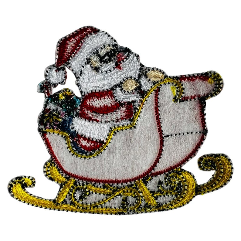 Santa Claus Sleigh Christmas İron on Embroidery Patch Design for ...