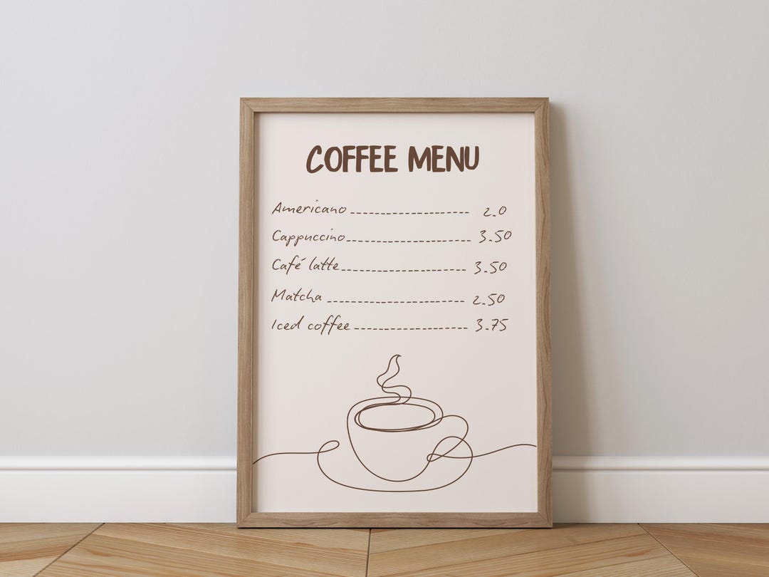 Minimalist Coffee Menu Printable Wall Art for Coffee Station Decor ...