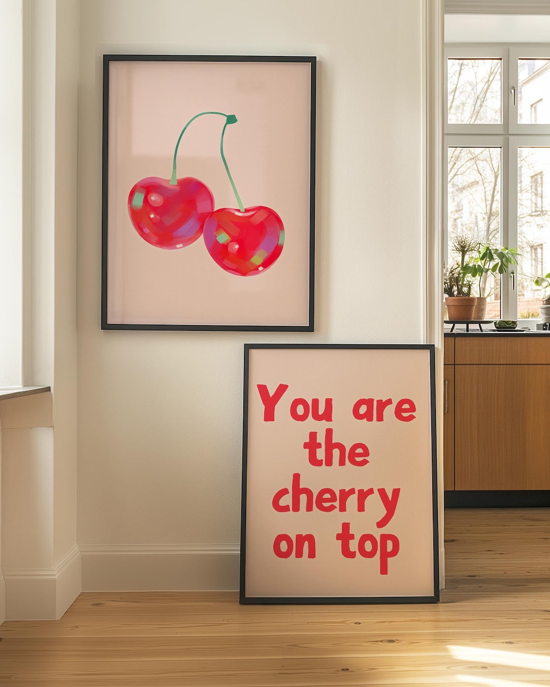 Cherry Wall Art Printable Set, Cherry Quote Illustration, Fun Kitchen ...