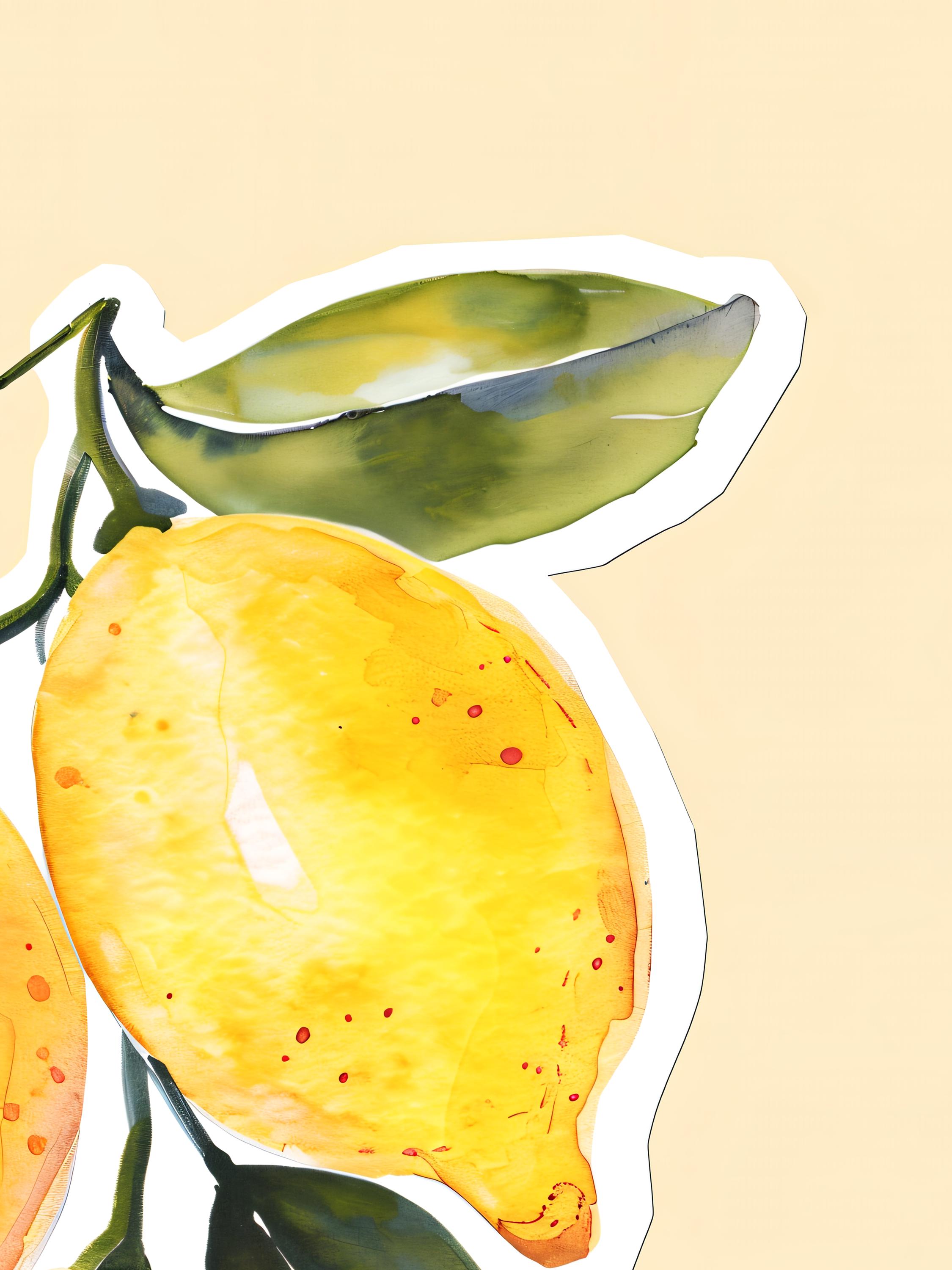 Lemon Painting Art, Citrus Fruit Wall Decor, Above Couch Art, Instant ...