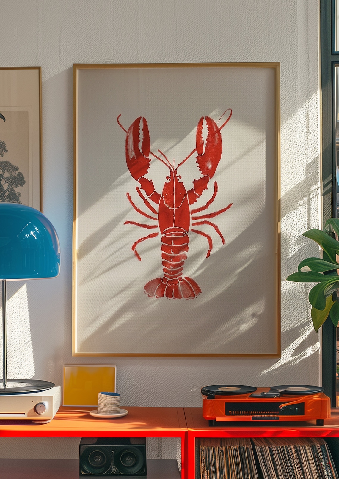 Red Lobster Poster, Digital Lobster Art, Lobster Wall Decor, Marine ...