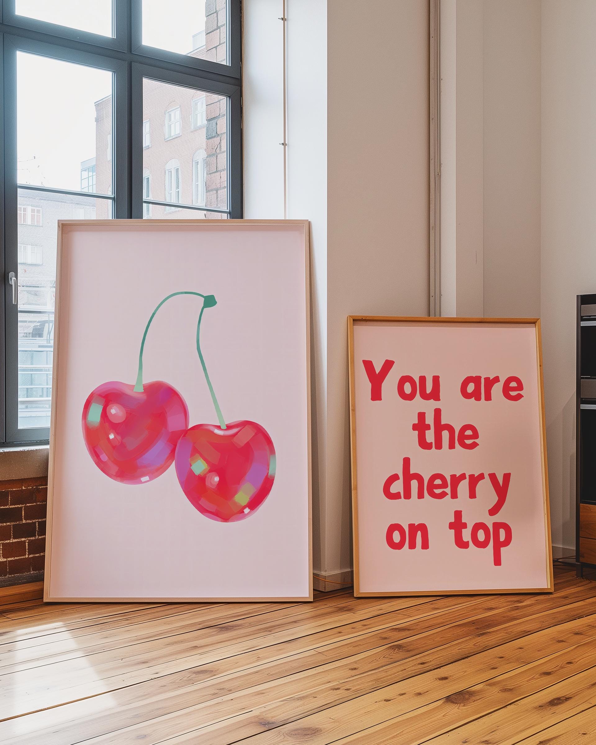 Cherry Wall Art Printable Set, Cherry Quote Illustration, Fun Kitchen ...