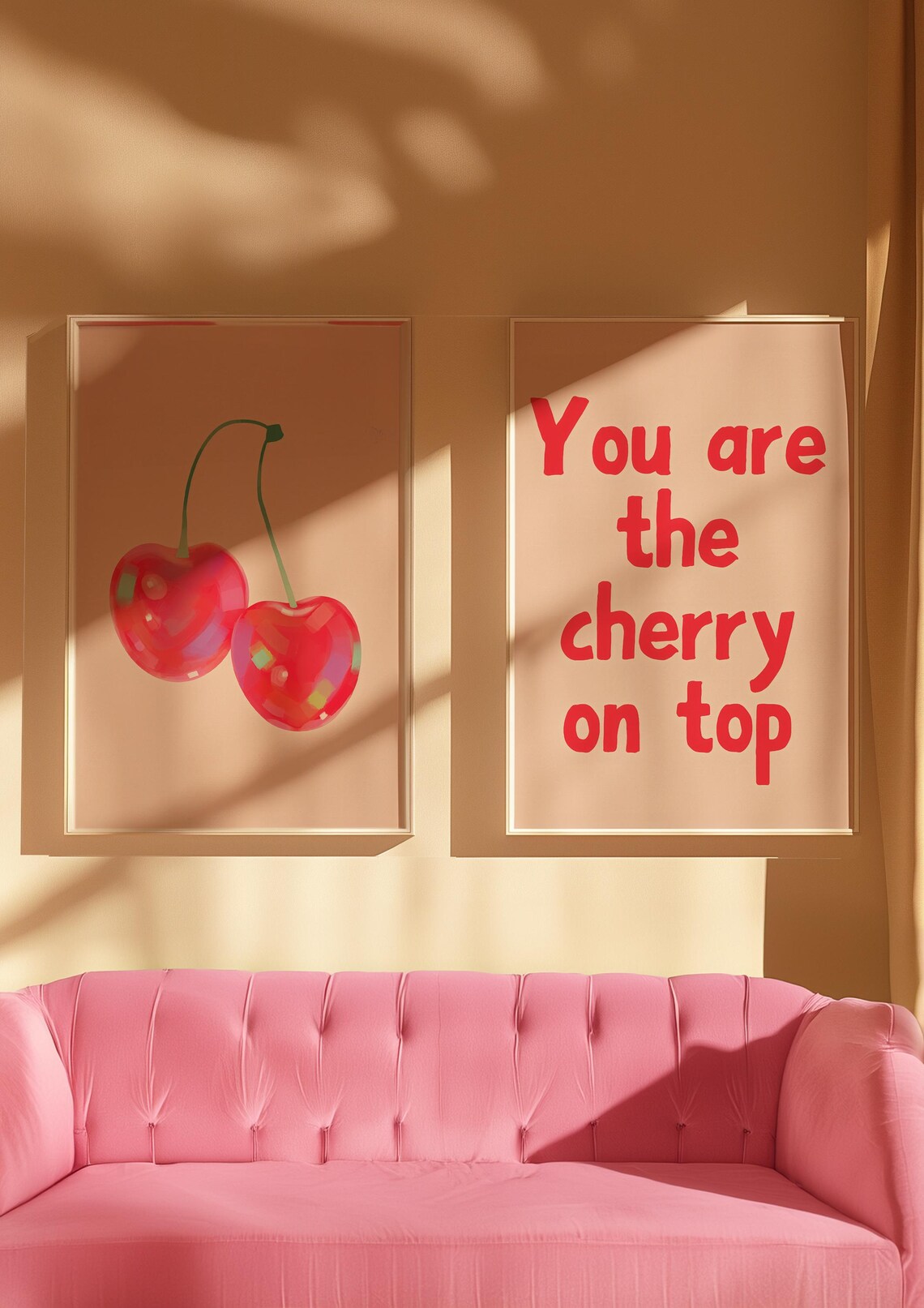 Cherry Wall Art Printable Set, Cherry Quote Illustration, Fun Kitchen ...