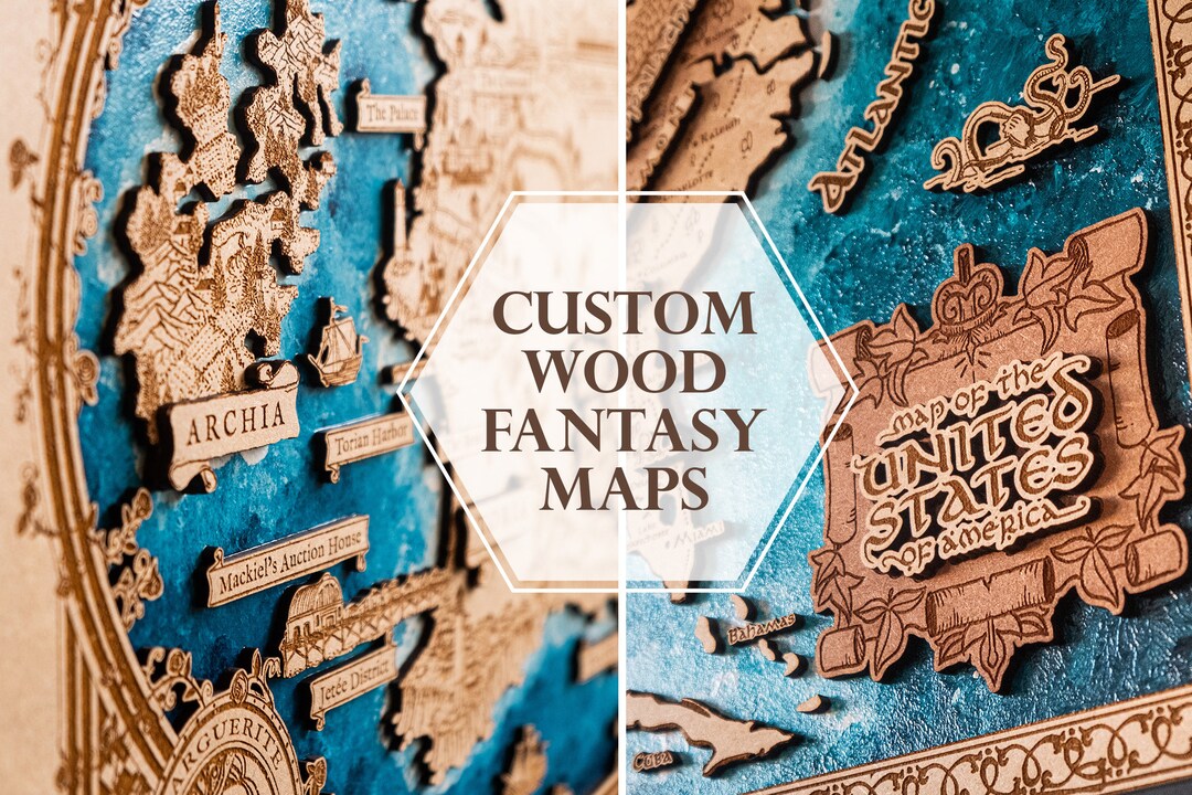 Fantasy Wood Maps. We Create Your Favorite Fantasy Map in - Etsy