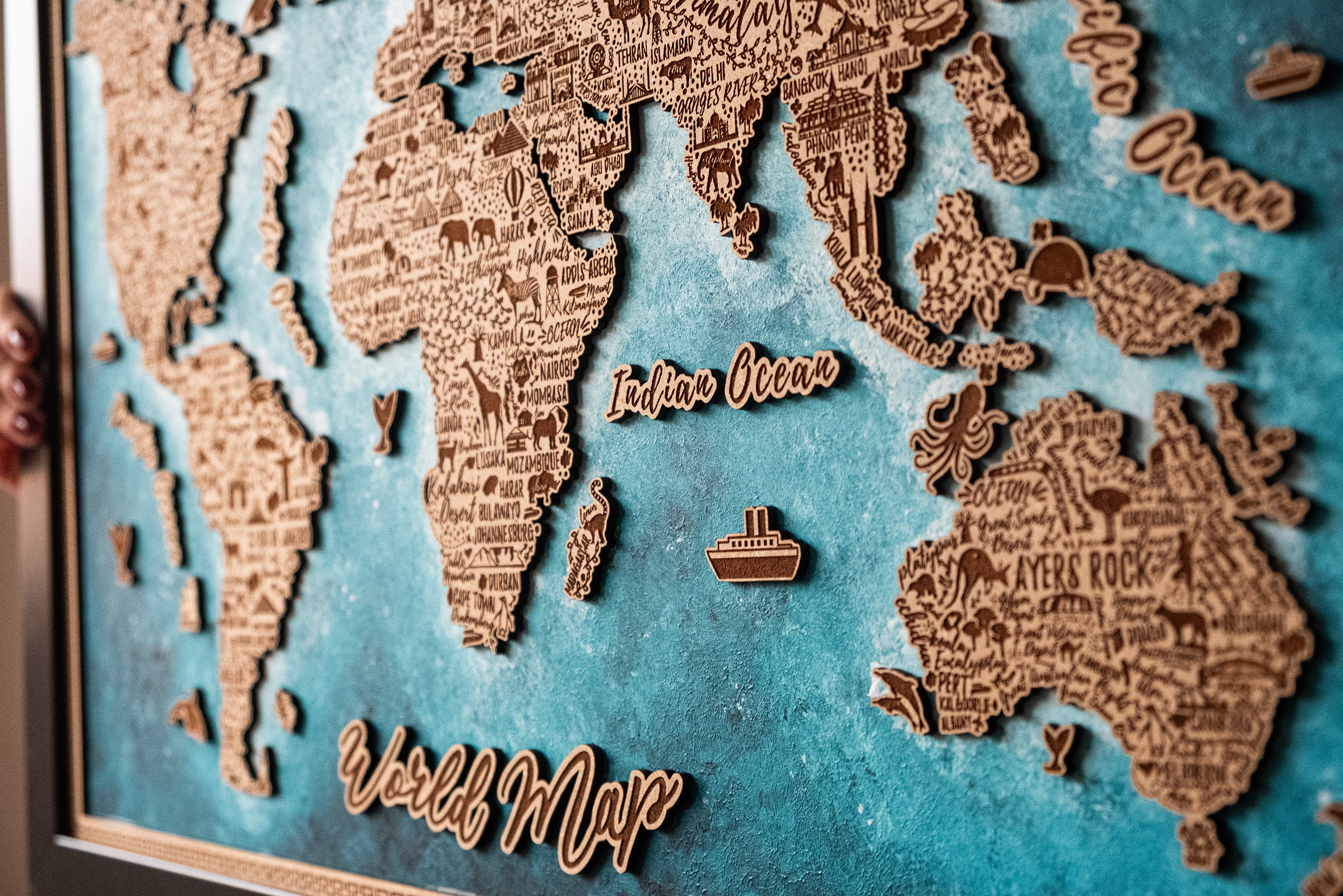 Wooden World Map Pattern