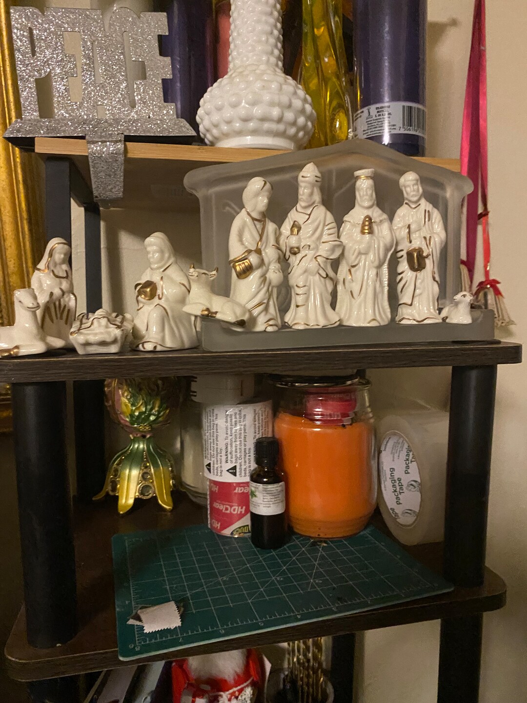 Ceramic White Ivory Nativity Set Complete 10 Pieces With Stand - Etsy