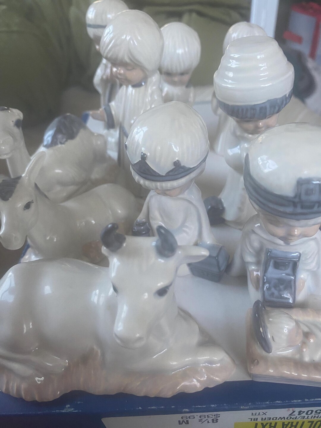 AS IS Nativity 11 Pieces Hobbyist Grey Blue White Glazed Ceramic Holy ...