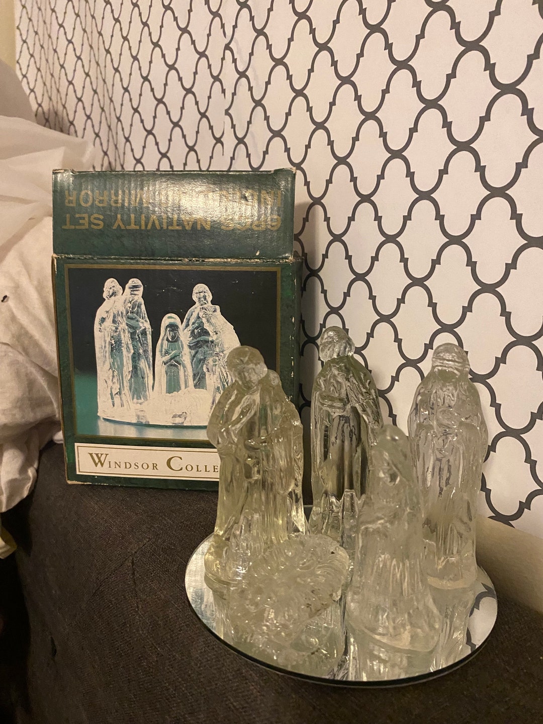 Vintage Windsor 6 Piece Clear Glass Nativity Set Mirror Vase - Etsy