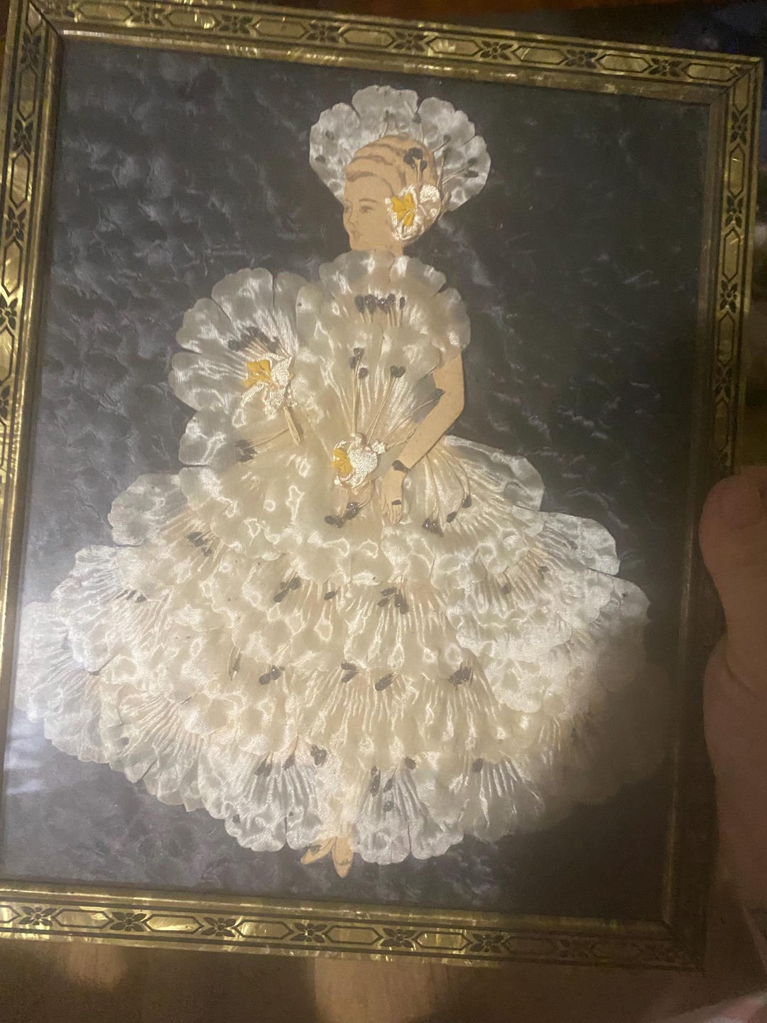 Vintage Art Deco Paper Doll Folded Papers Figure Ribbon Ruffles Lace ...