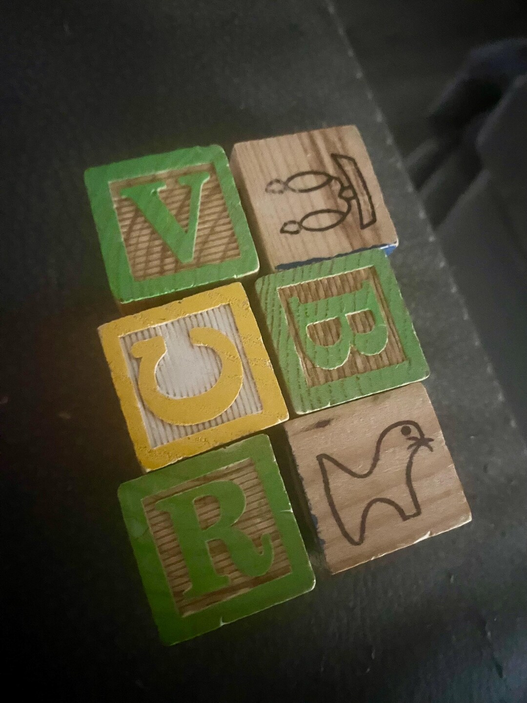 Toy Wood Alphabet Letters Play Blocks Child Kids Antique Decor ...