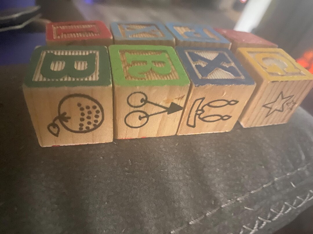 Toy Wood Alphabet Letters Play Blocks Child Kids Antique Decor ...