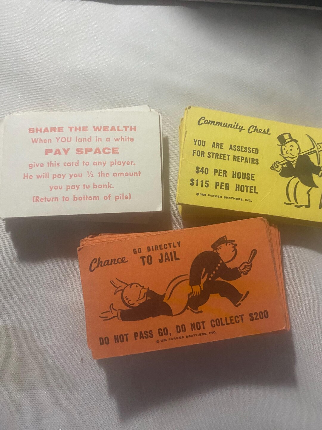 Board Game Monopoly Vintage Paper Replacement Pieces Draw Cards Chance ...