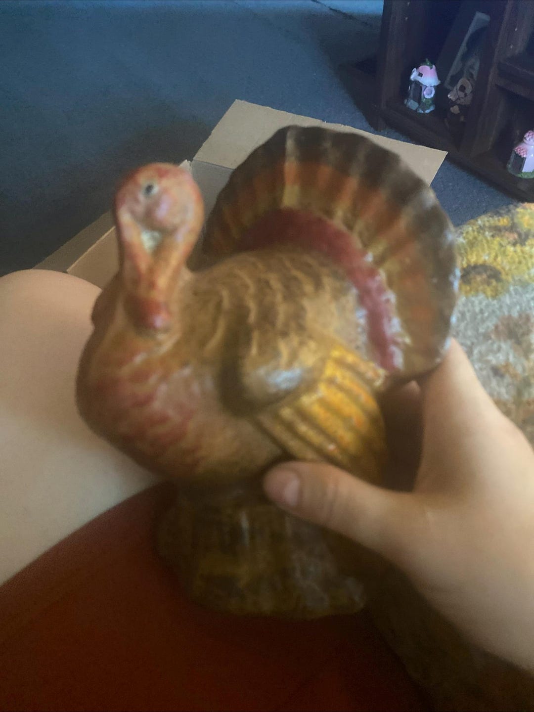 Hand Carved Wood Wooden Thanks Giving Fall Holiday Accent Wild Turkey ...