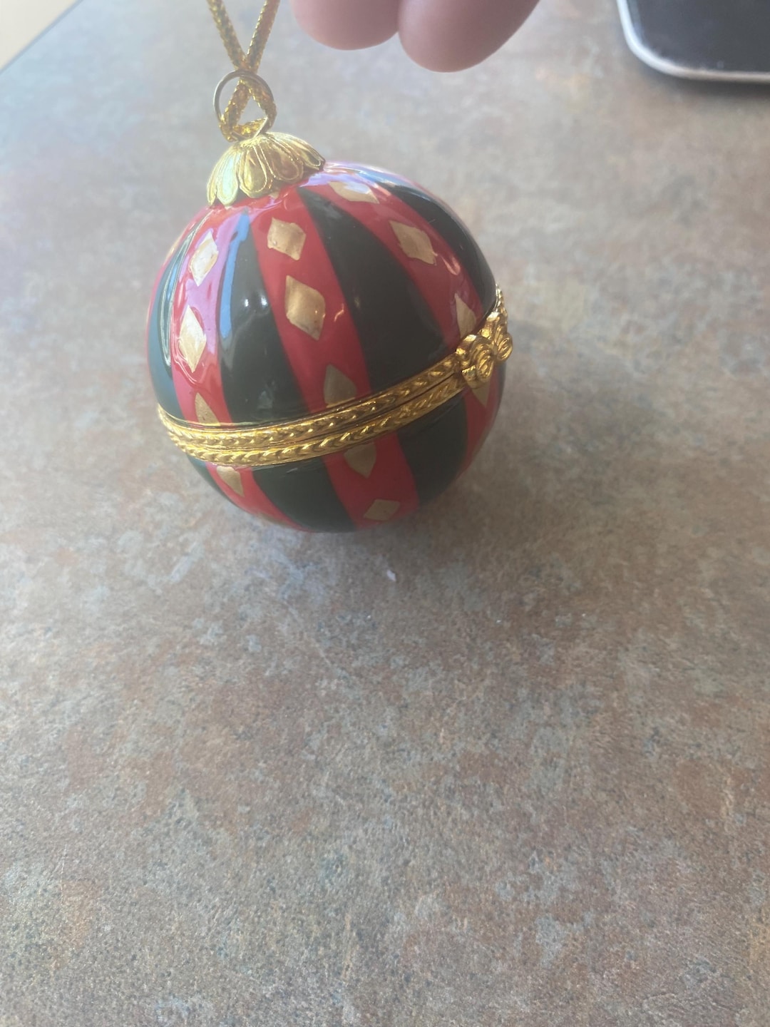 Hinged Trinket Box Christmas Tree Ornament Red Green Ball Ornament ...