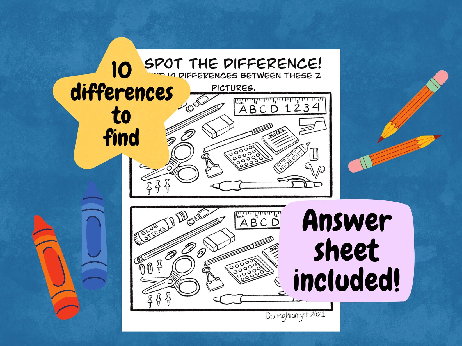 Spot the Difference School, Back to School, Printable Games ...