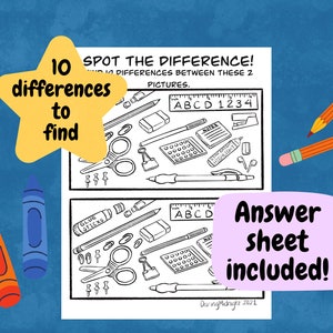 Spot the Difference School, Back to School, Printable Games ...