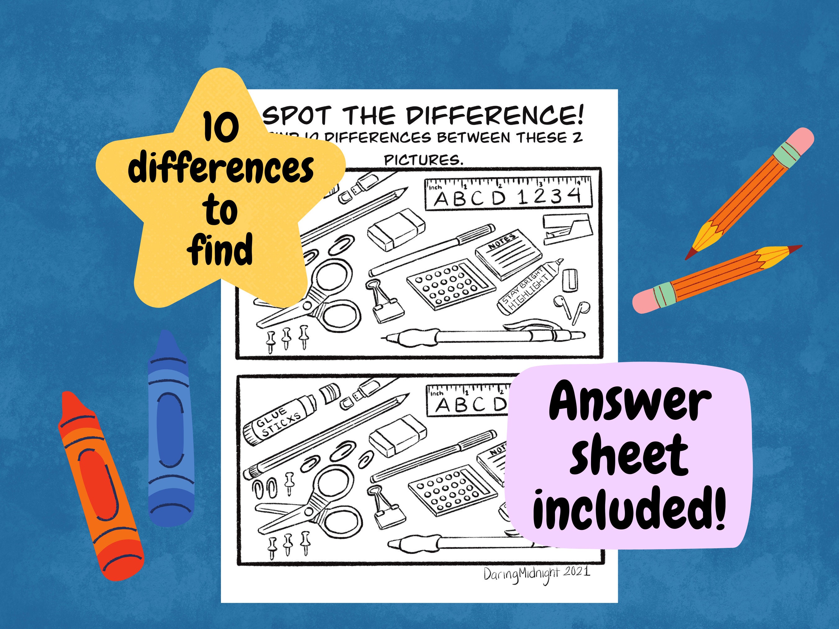 Spot the Difference School, Back to School, Printable Games ...