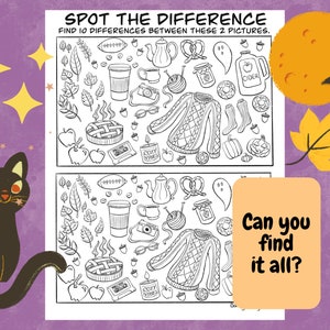 Spot the Difference Fall, Kids Activity Sheet, Halloween Game, Instant ...