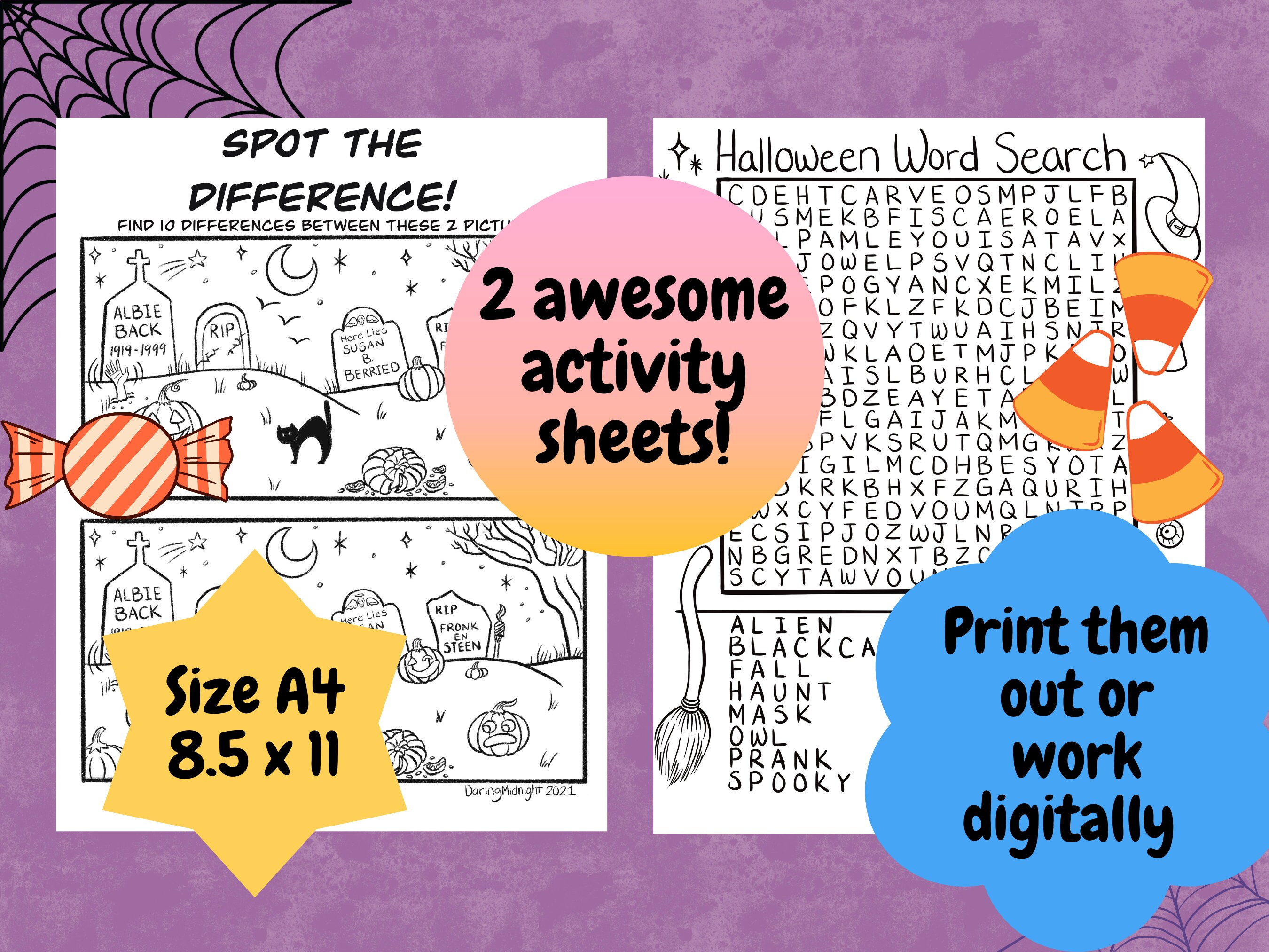 Spooky Activity Sheet Bundle - Etsy