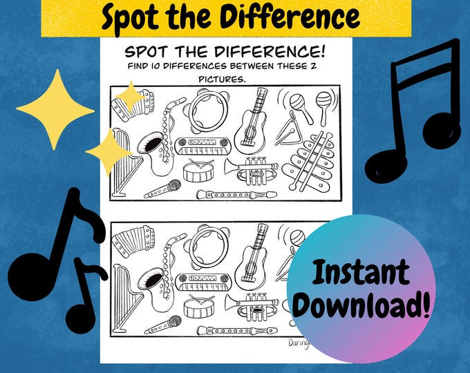 Spot the Difference Music, Music Activity, Hidden Object Game, Coloring ...