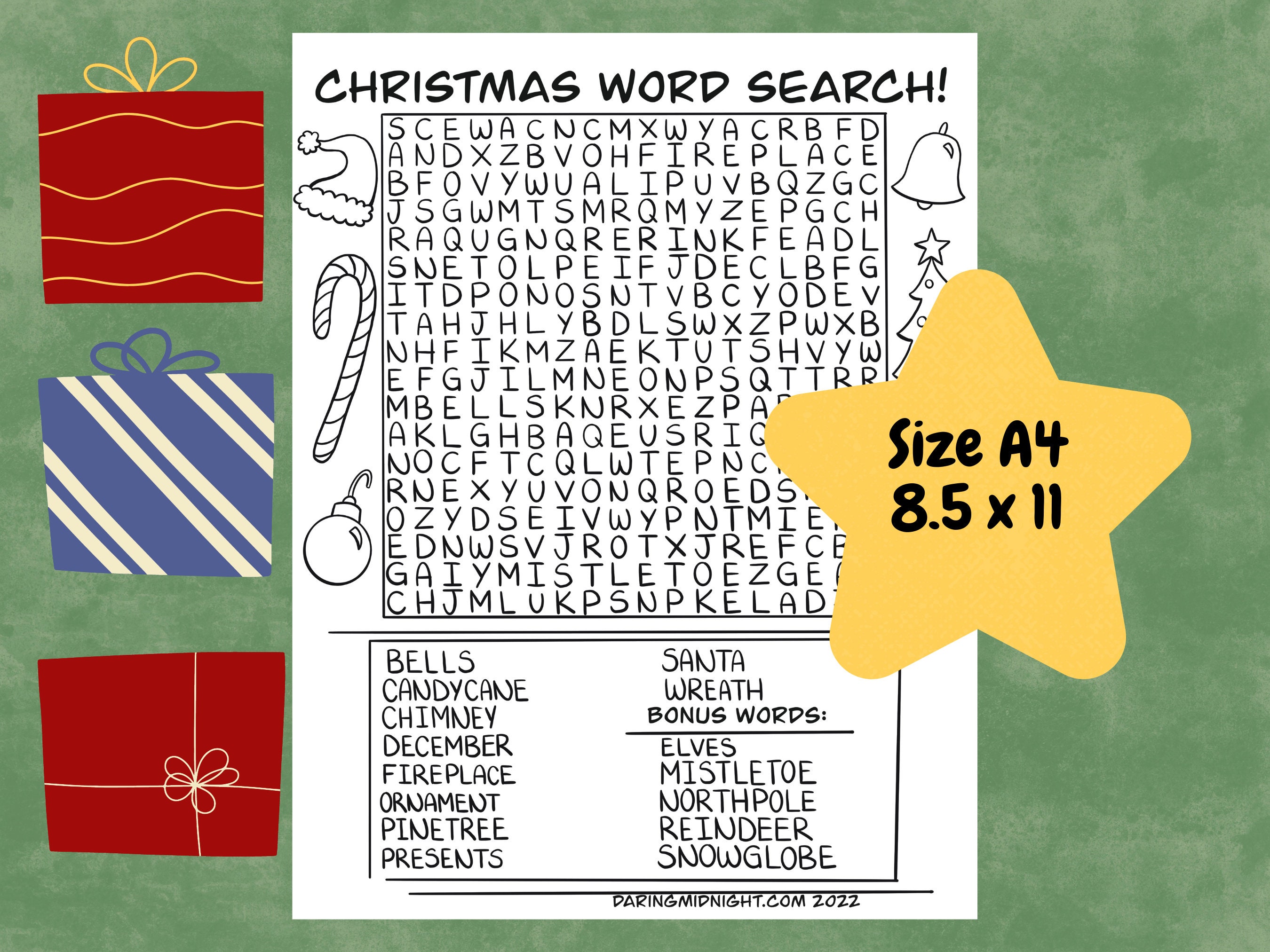 Christmas Word Search - Etsy