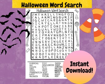 Halloween Word Search Printable Ghost Themed Halloween Party - Etsy