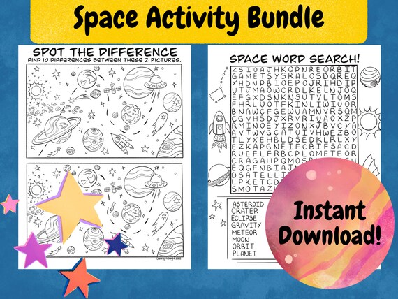 Space Activity Sheet Bundle - Etsy