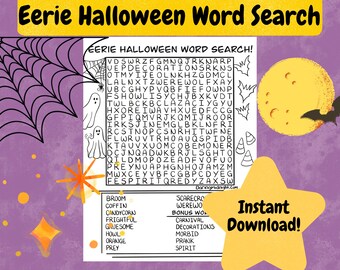 Horror Movie Word Search, Horror Movie Activity, Halloween PDF, Instant ...