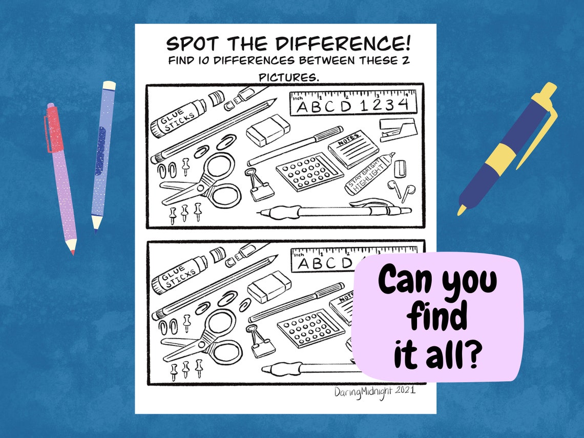 Spot the Difference School, Back to School, Printable Games ...