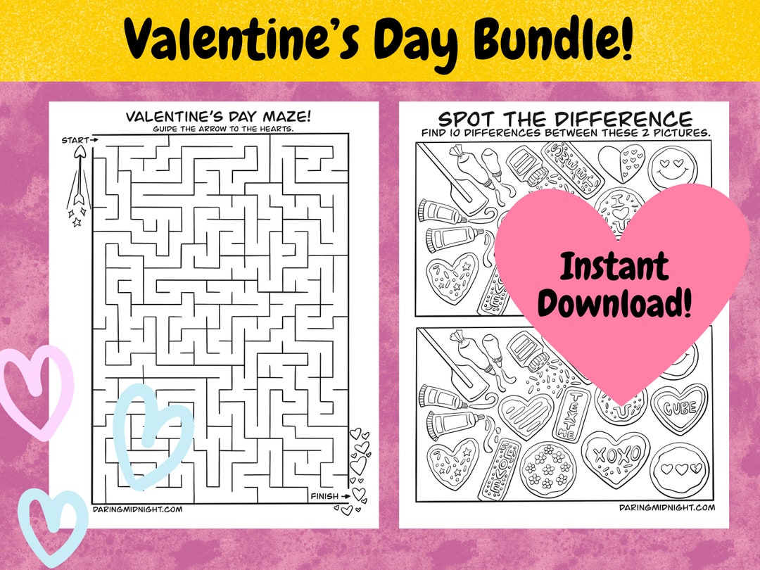Valentines Day Activity Sheet Bundle - Etsy