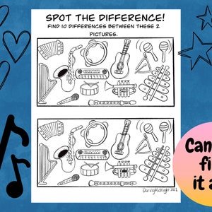 Spot the Difference Music, Music Activity, Hidden Object Game, Coloring ...