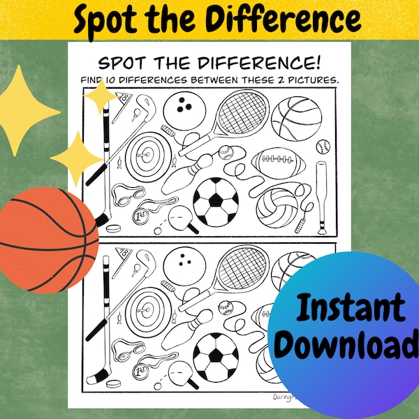 Kids Spot the Difference Pdf - Etsy