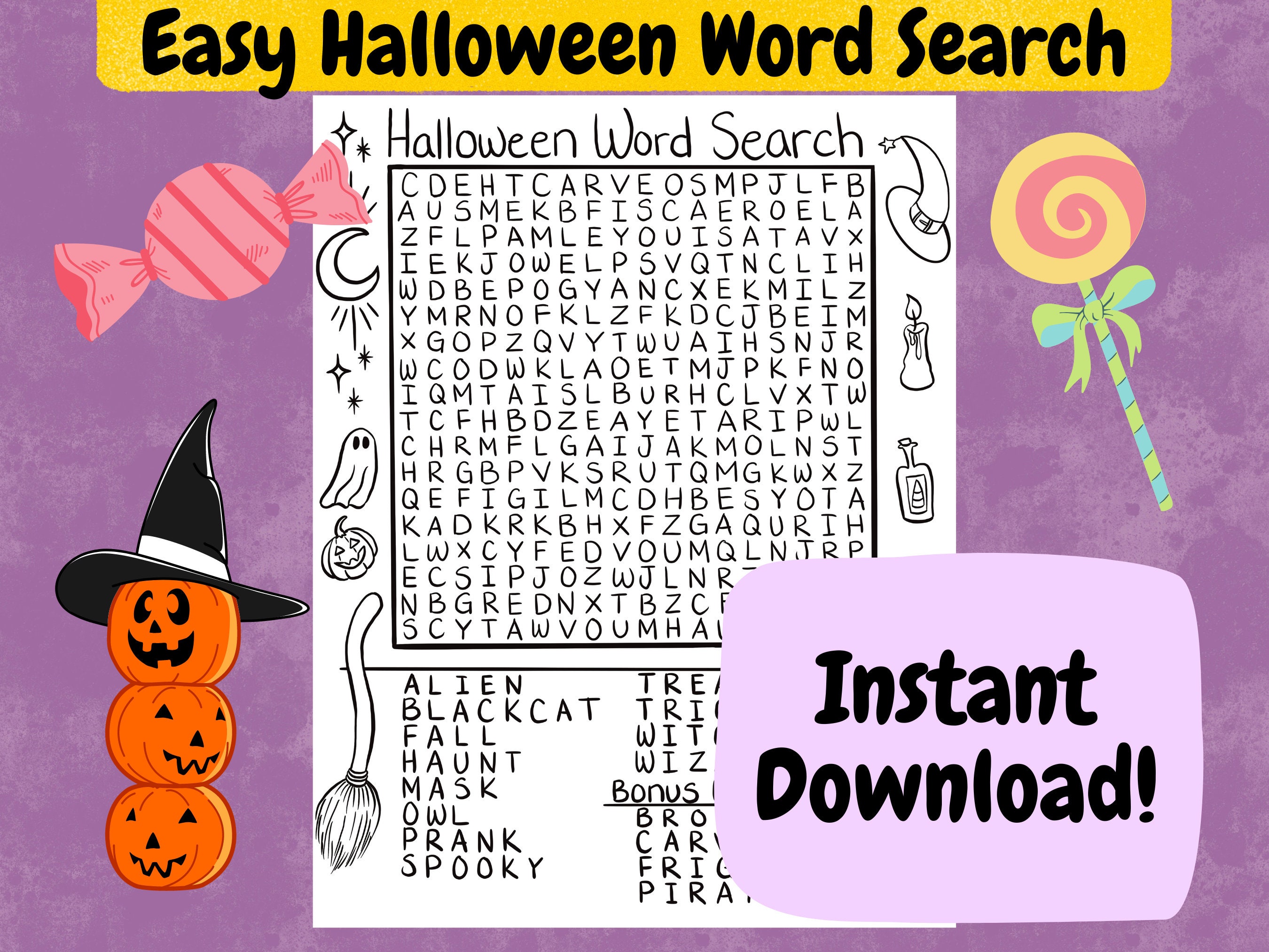 Easy Halloween Word Search Printable